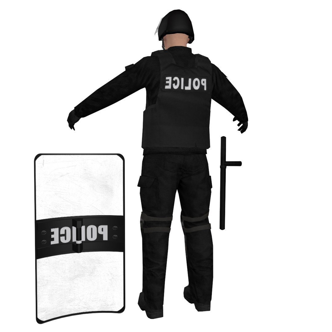 3d model riot police officer