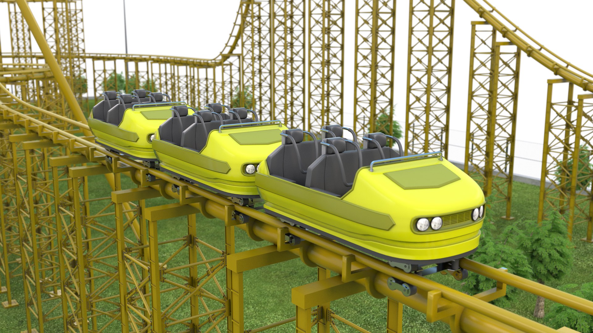 3D Roller Coaster Park - Yellow - TurboSquid 1922726