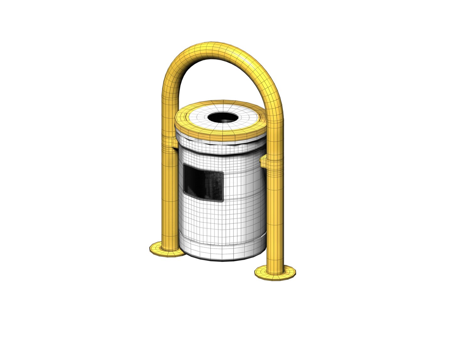 Yellow Closed Cage Type Trash Can 3D Model - TurboSquid 2130063