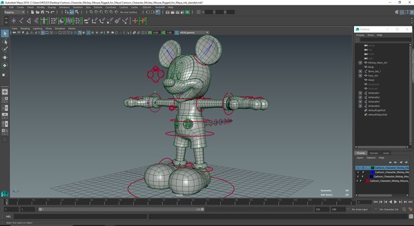 Maya용으로 조작된 만화 캐릭터 미키 마우스 3D 모델 - TurboSquid 2052261
