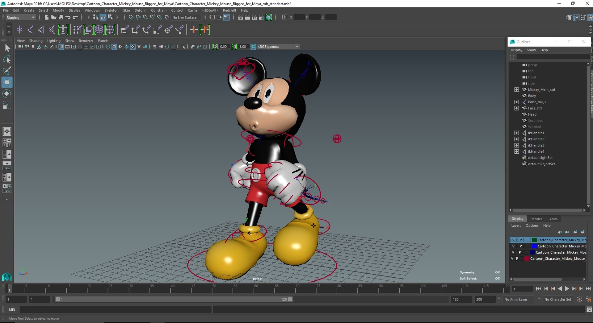 Cartoon Character Mickey Mouse Rigged for Maya 3D model - TurboSquid ...