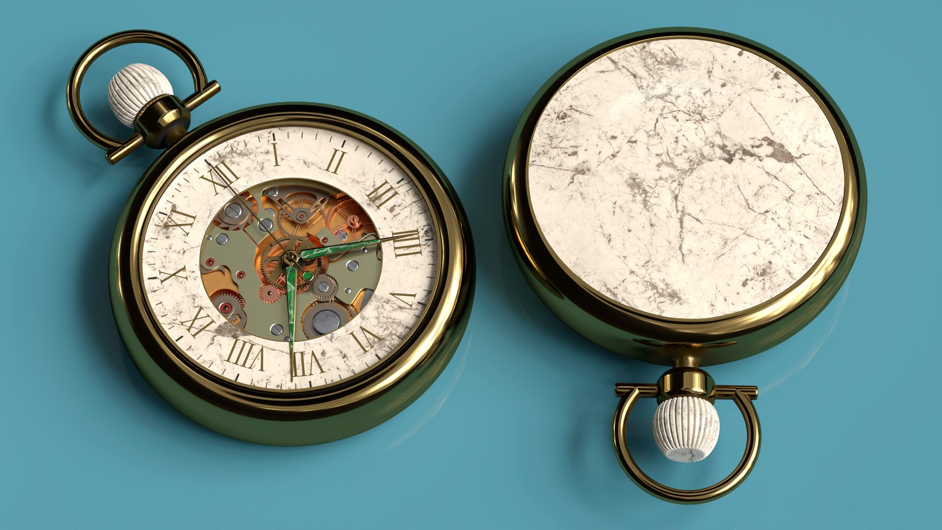 3D Inlay Antique Pocket Watch Animated Model - TurboSquid 2273113