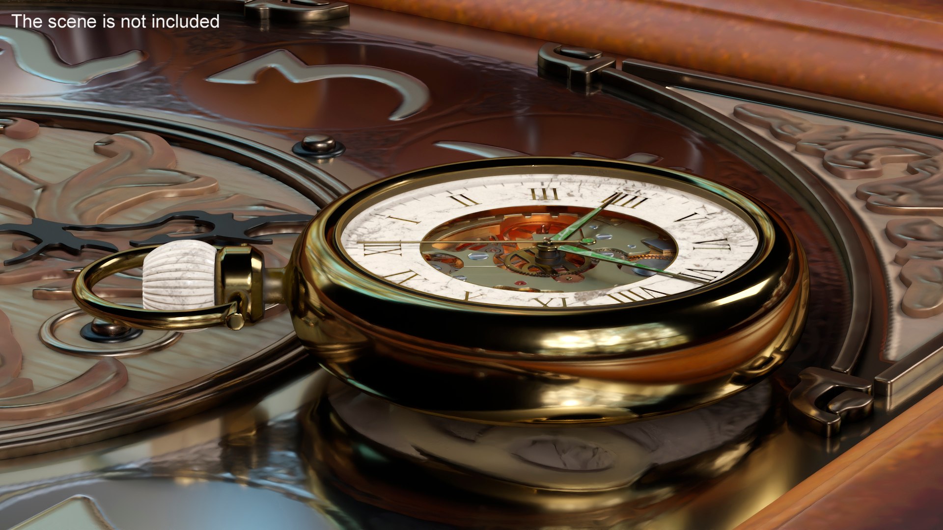 3D Inlay Antique Pocket Watch Animated Model - TurboSquid 2273113