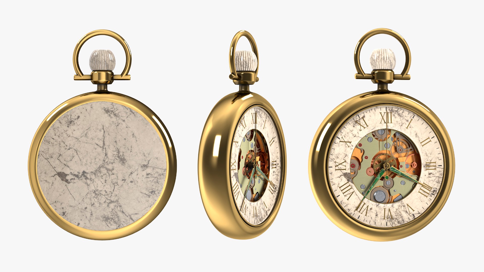 3D Inlay Antique Pocket Watch Animated Model - TurboSquid 2273113