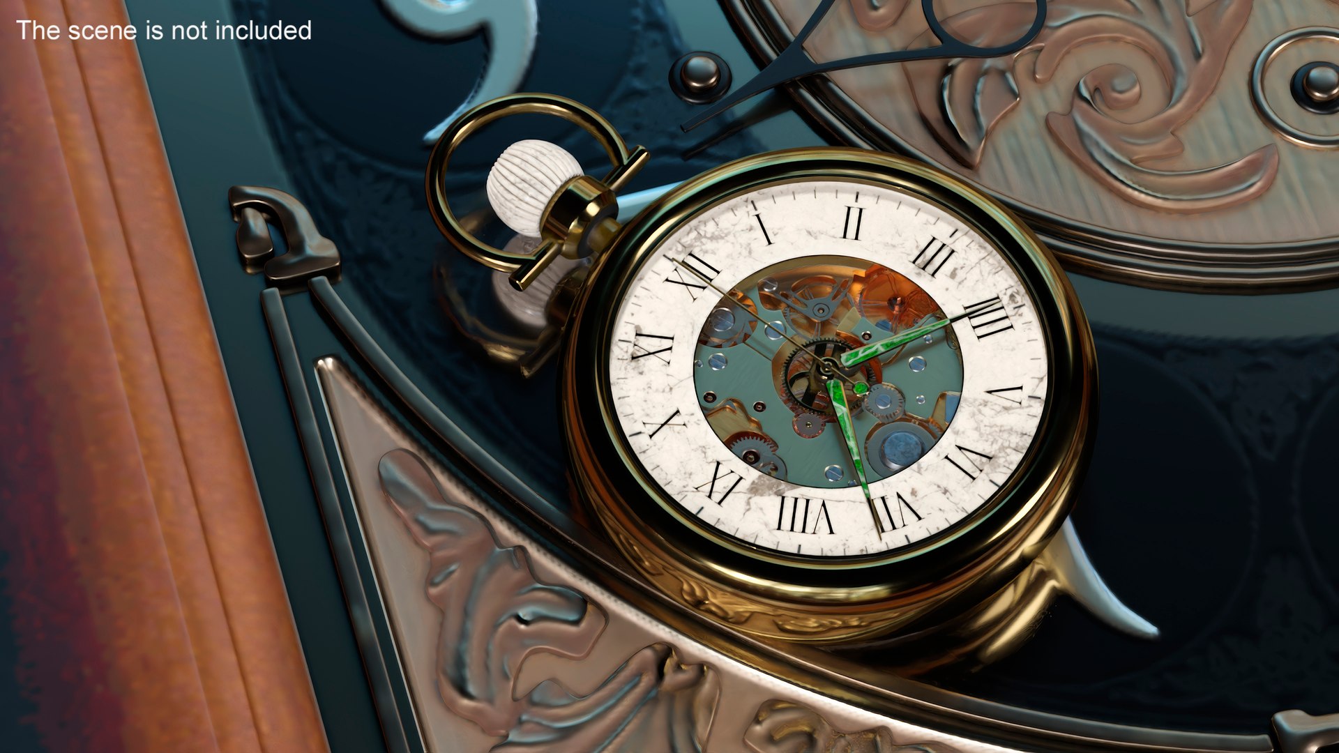 3D Inlay Antique Pocket Watch Animated Model - TurboSquid 2273113