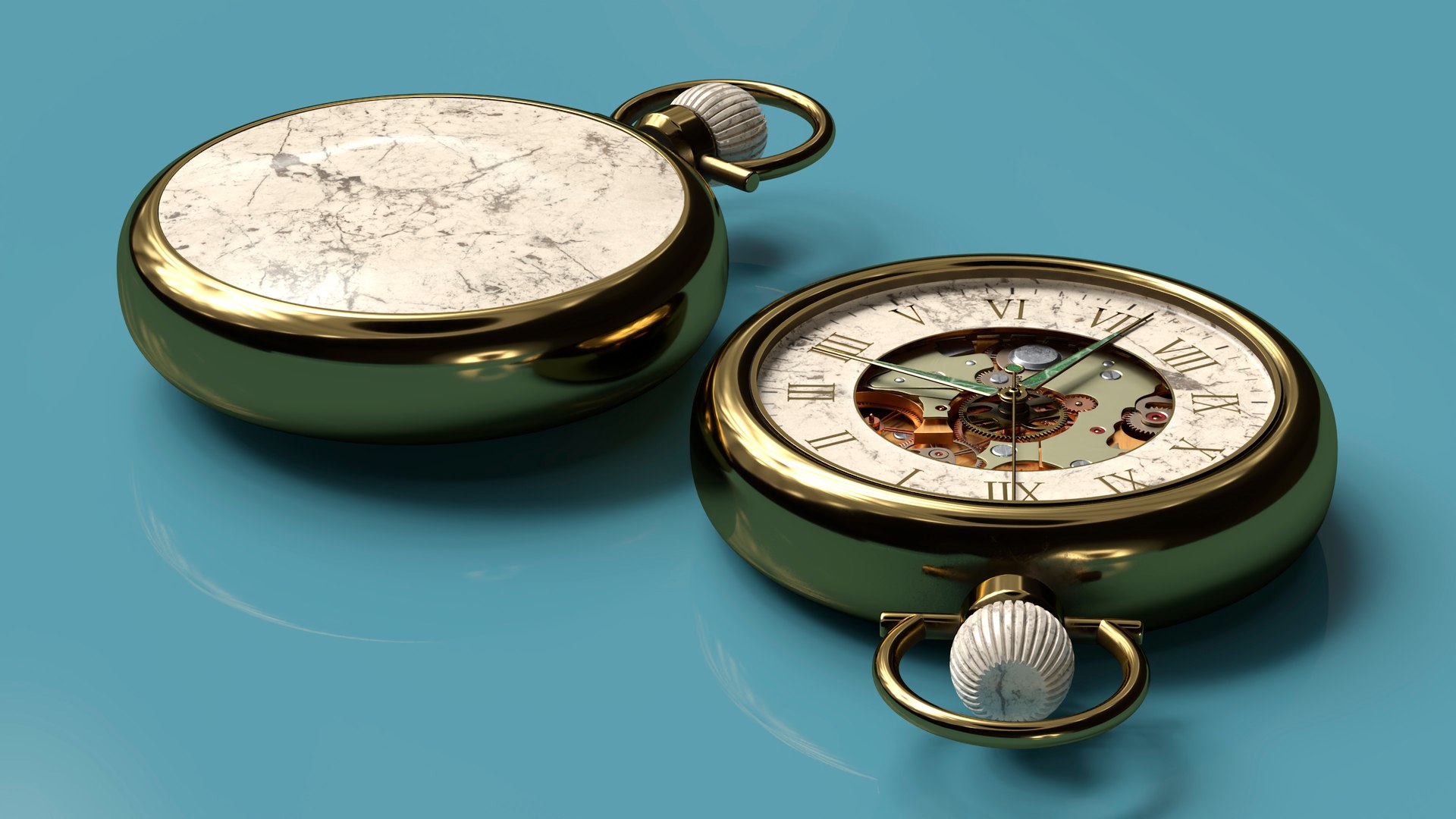 3D Inlay Antique Pocket Watch Animated Model - TurboSquid 2273113