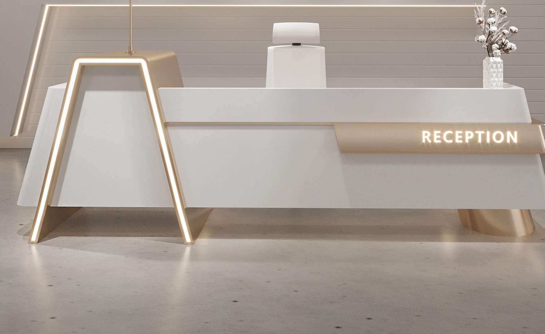 3D model Modern company front desk foyer model - TurboSquid 2062492