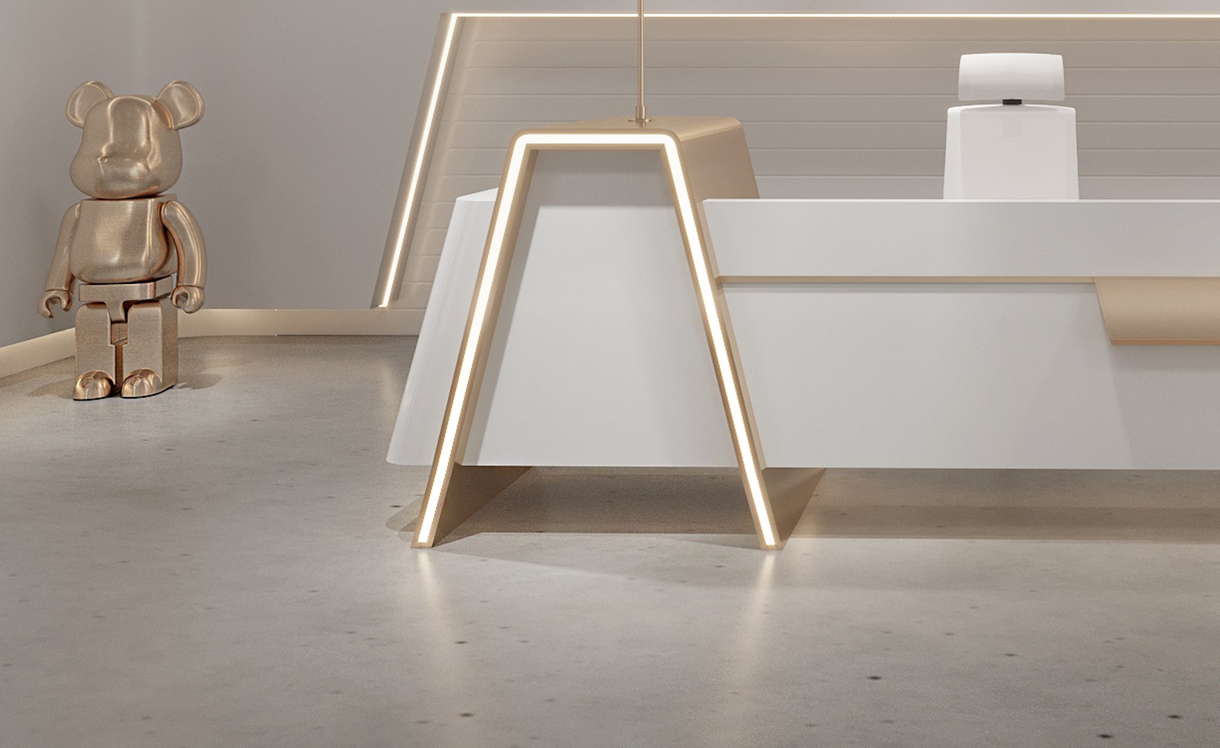 3D model Modern company front desk foyer model - TurboSquid 2062492