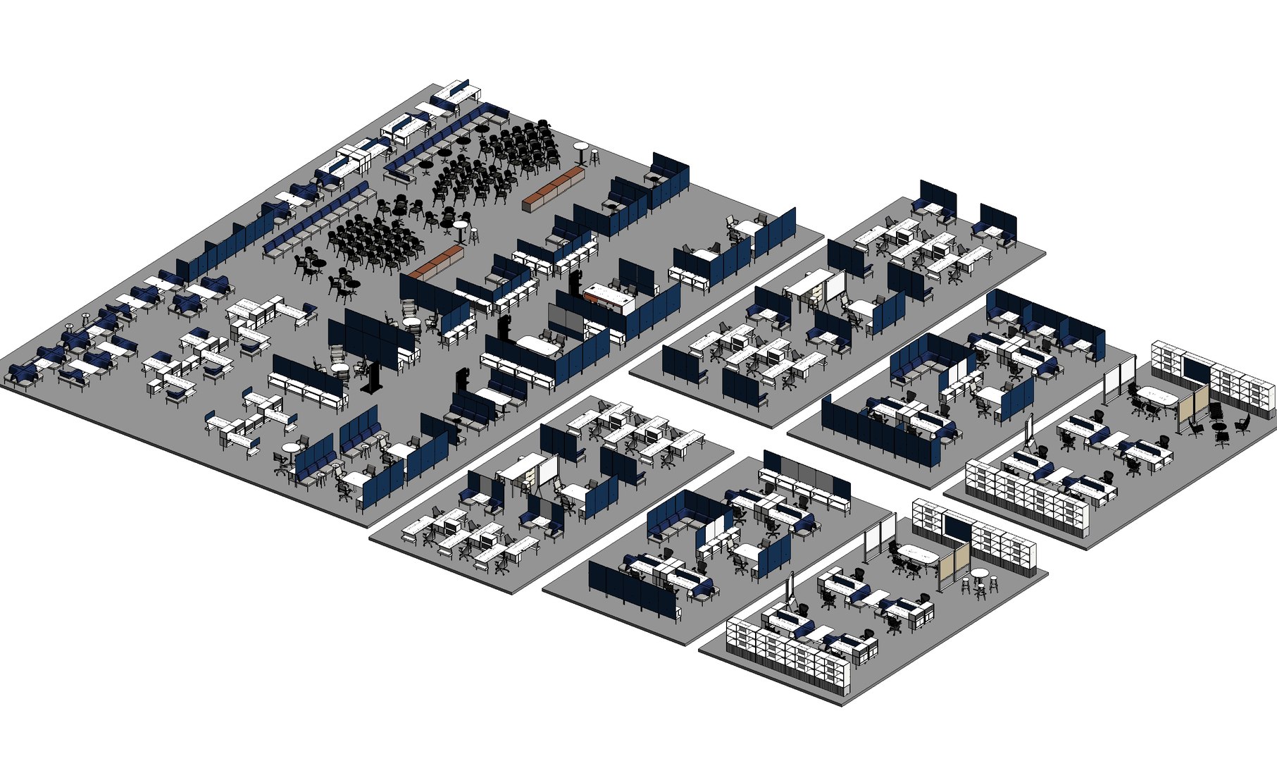 Office Layout Interior Revit Family 3D - TurboSquid 2279494
