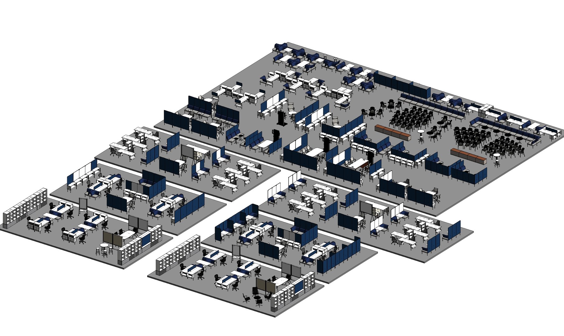 Office Layout Interior Revit Family 3D - TurboSquid 2279494