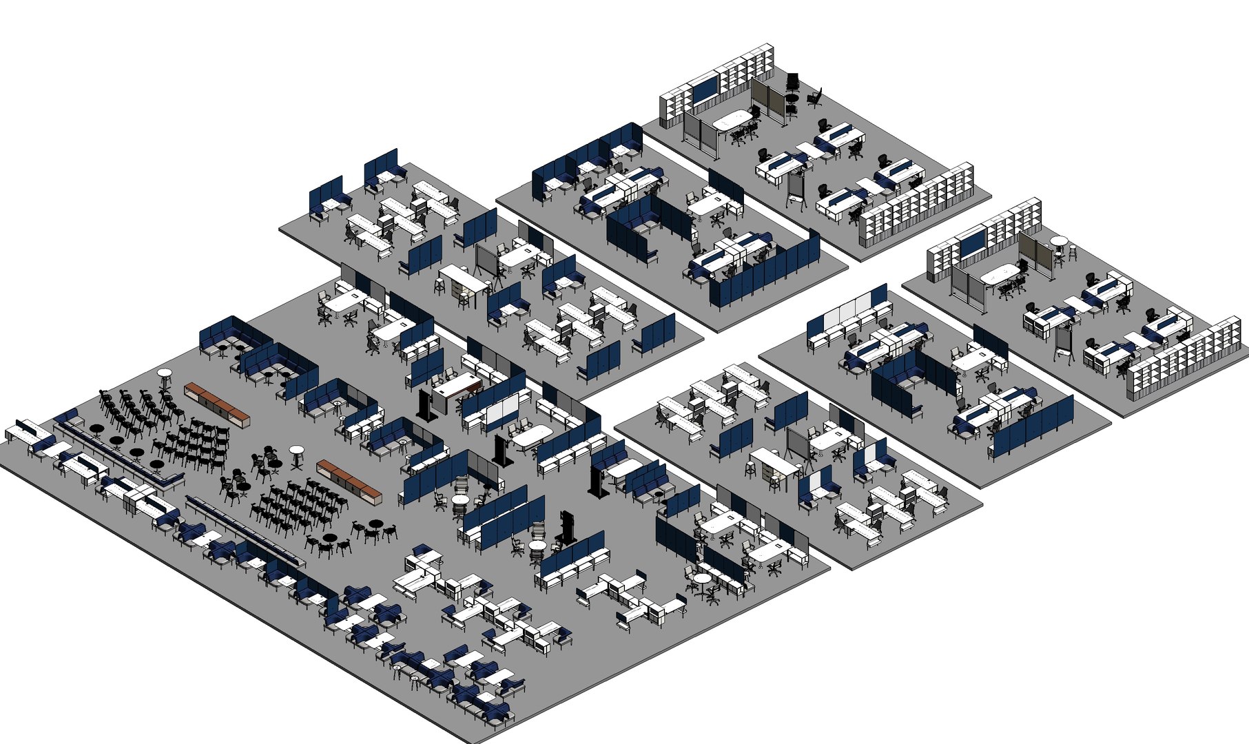 Office Layout Interior Revit Family 3D - TurboSquid 2279494