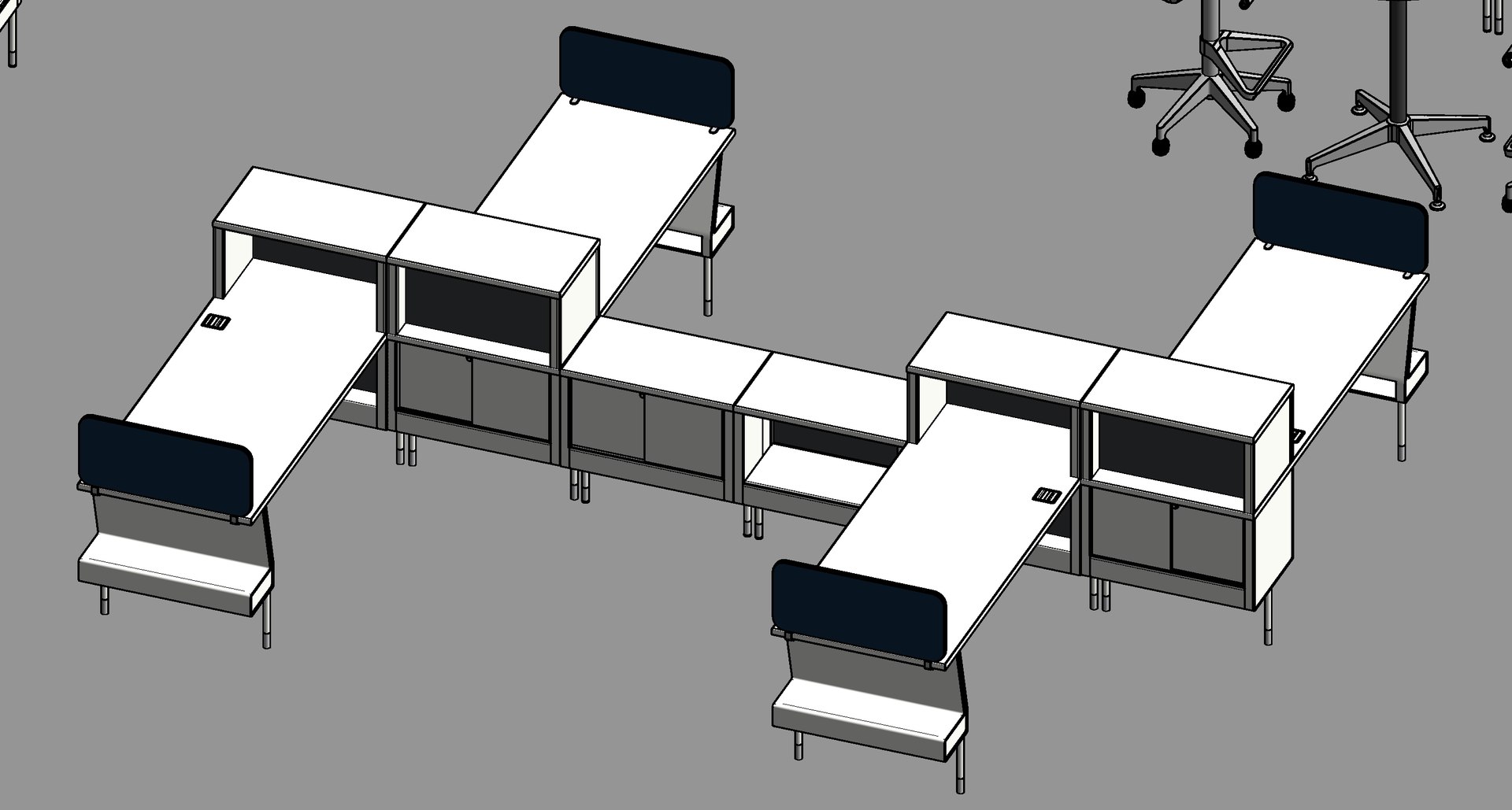 Office Layout Interior Revit Family 3D - TurboSquid 2279494