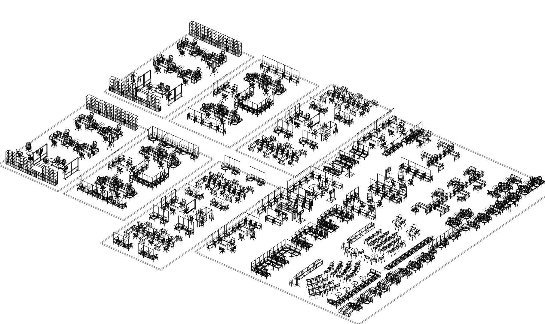 Office Layout Interior Revit Family 3D - TurboSquid 2279494