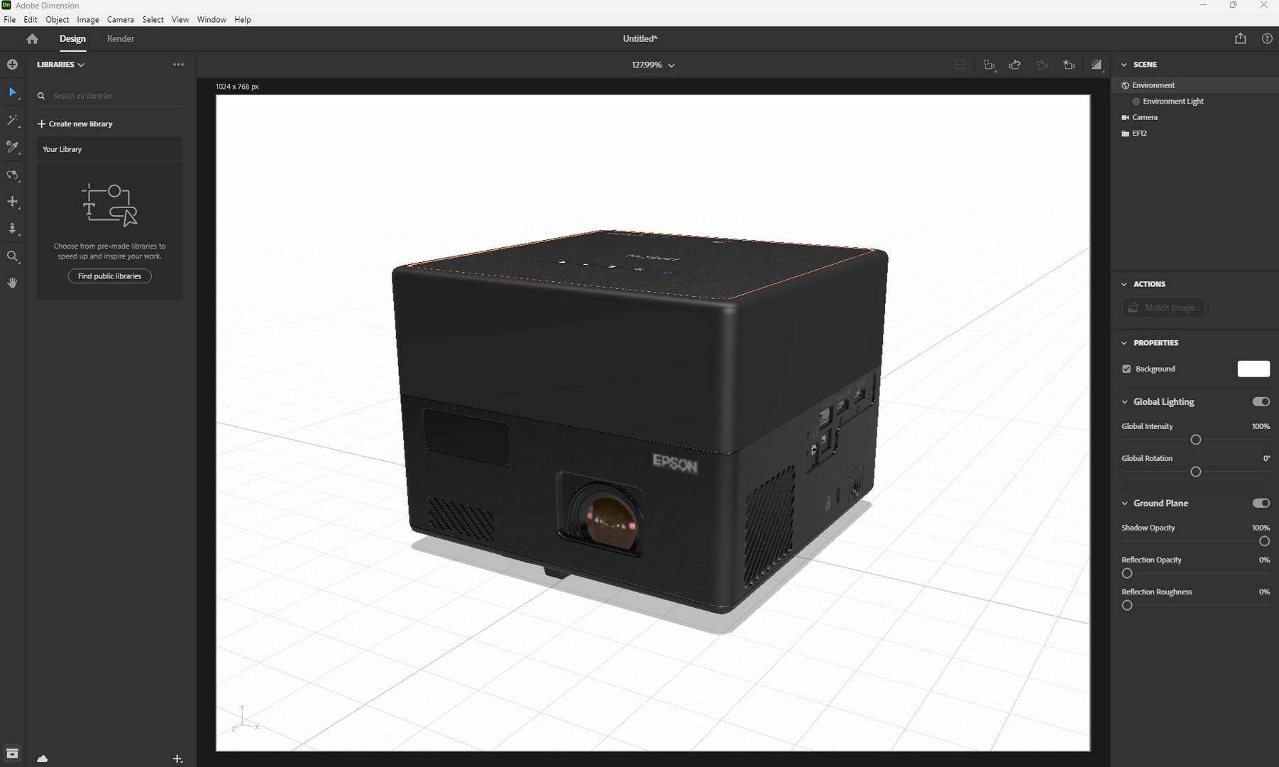 Epson EpiqVision Mini EF12 Smart Portable Laser Projector 3D Model ...