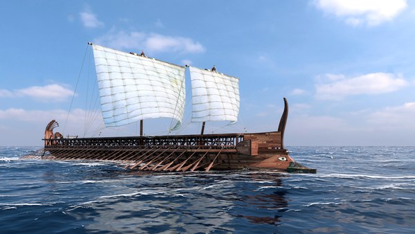 3d greek ancient trade ship model