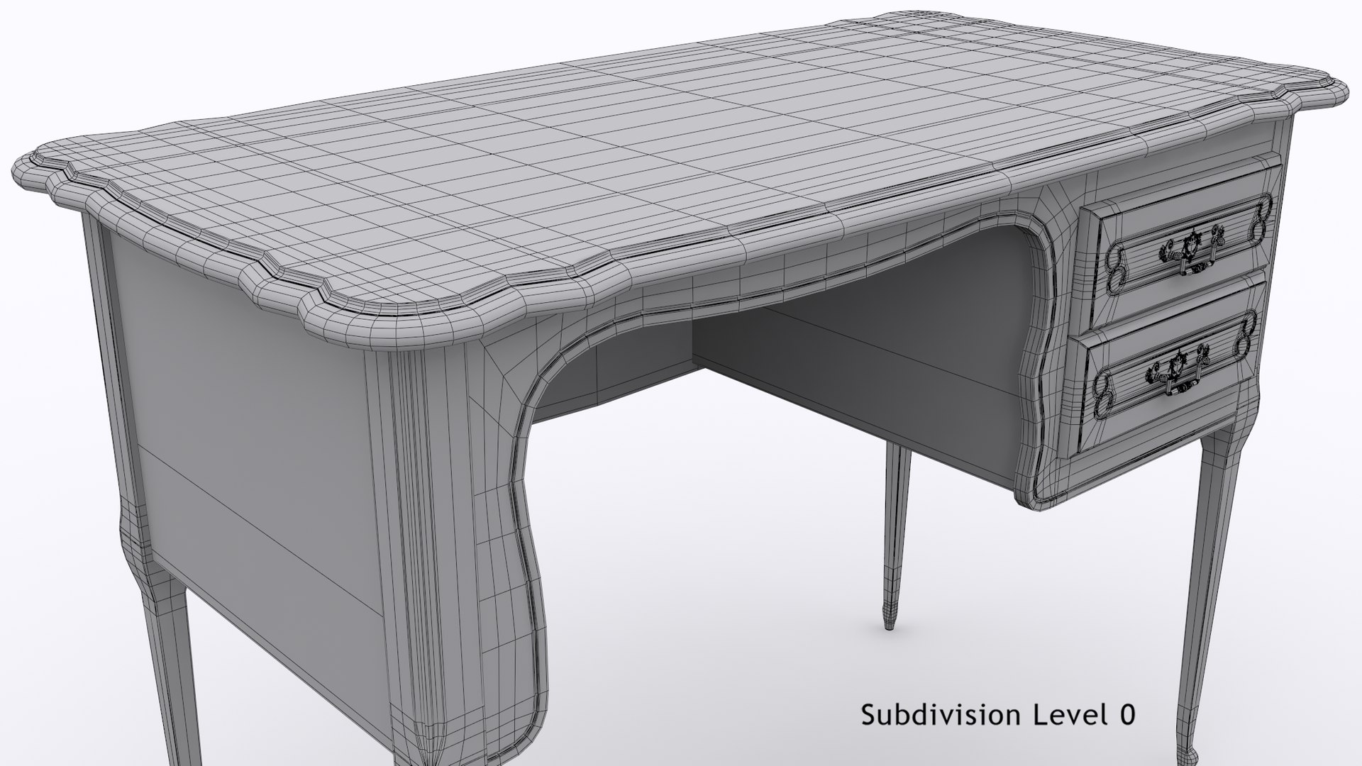 Antique Wooden Desk 3D Model - TurboSquid 2270252