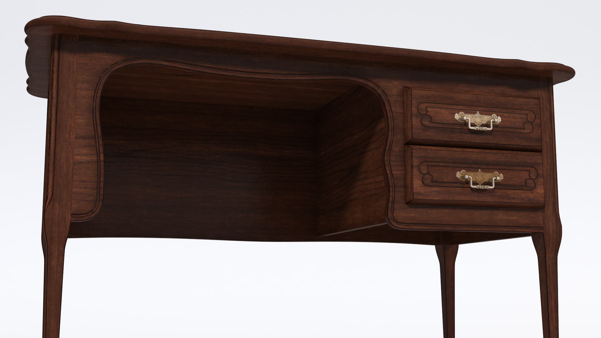 Antique Wooden Desk 3D Model - TurboSquid 2270252