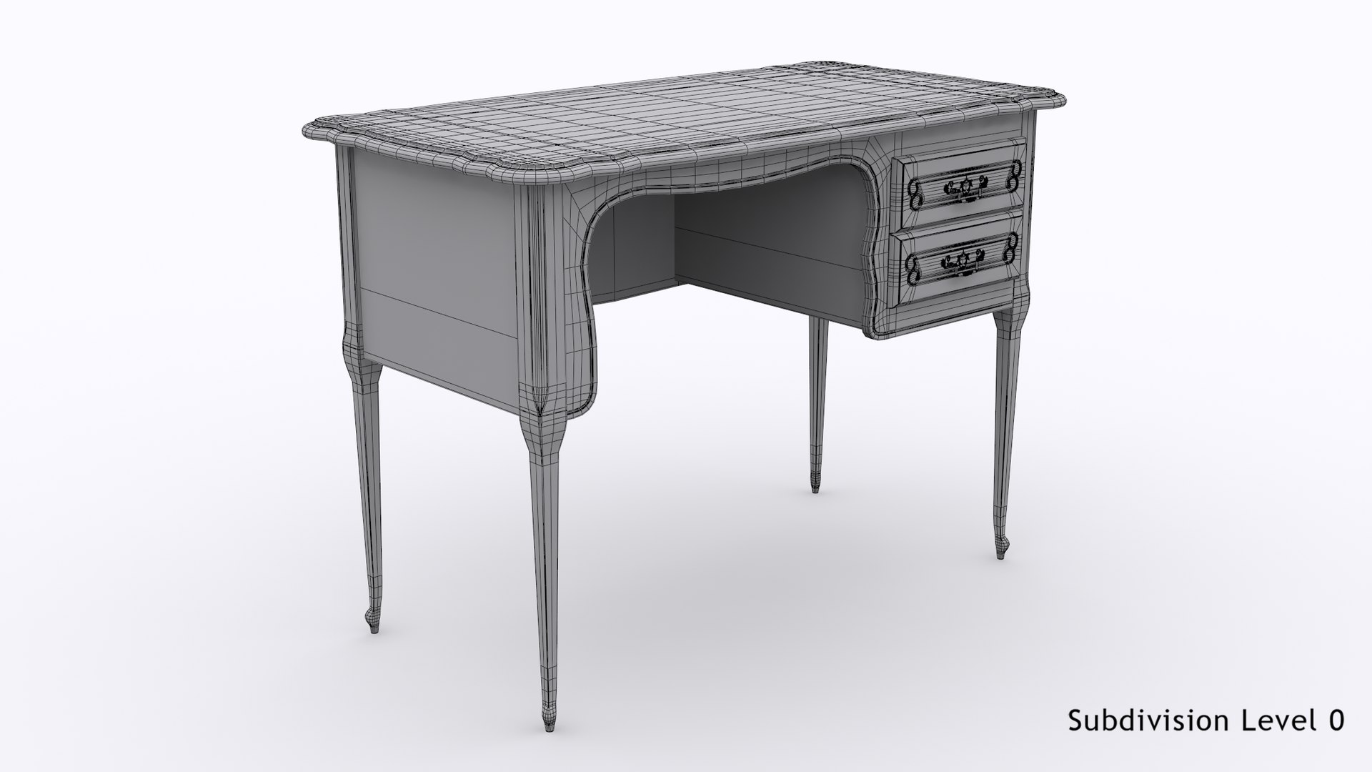 Antique Wooden Desk 3D Model - TurboSquid 2270252
