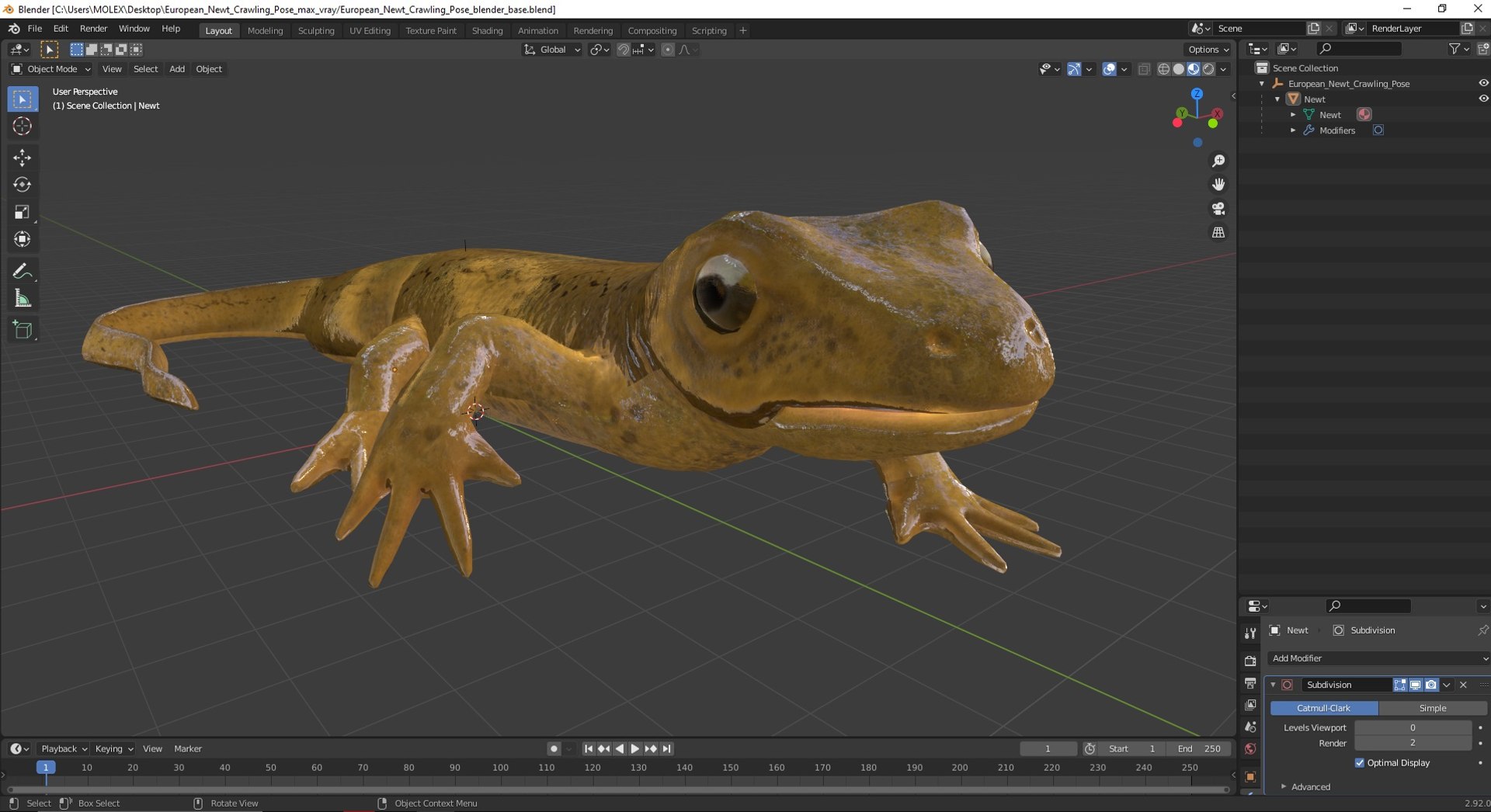 3D Model European Newt Crawling Pose - TurboSquid 2144110