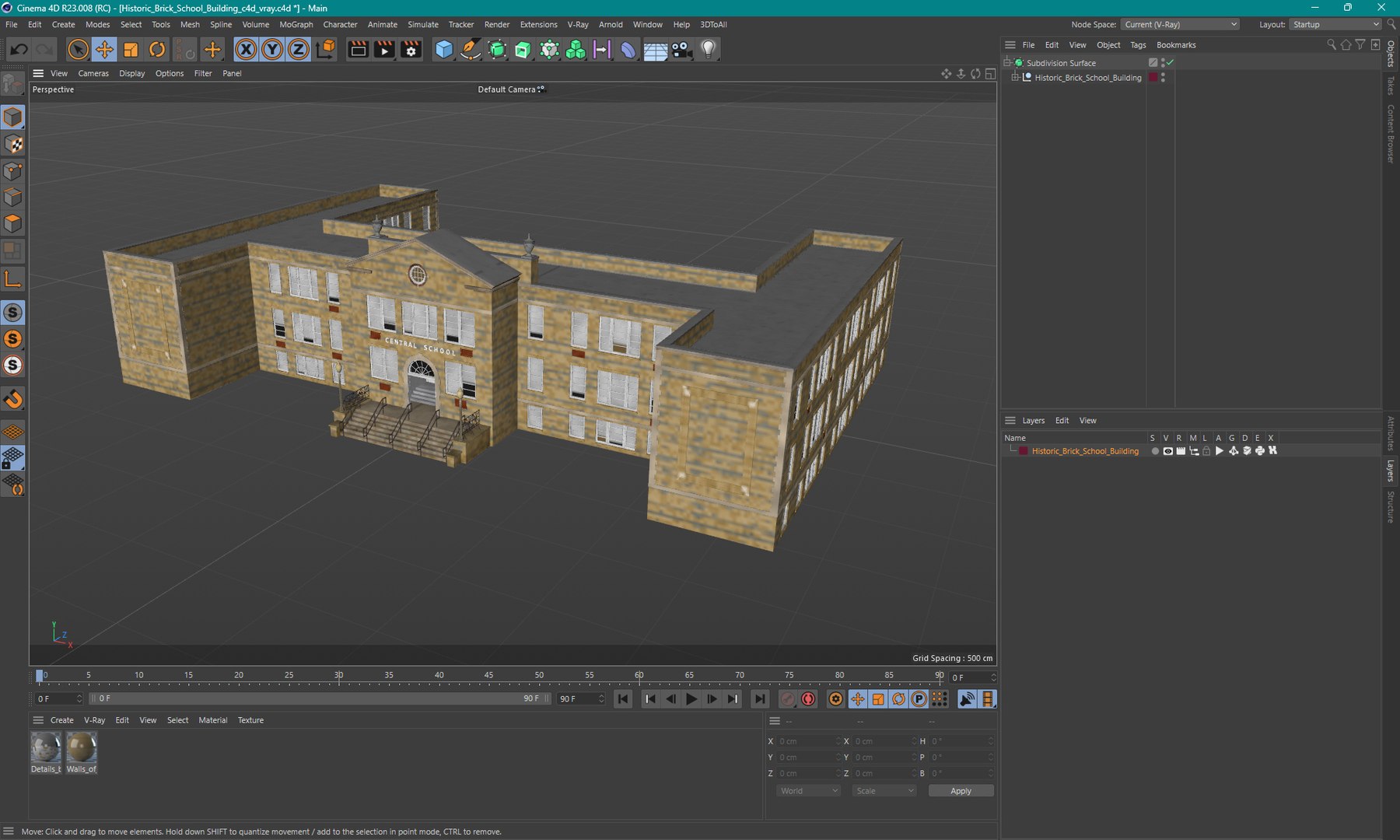 Historic Brick School Building 3D - TurboSquid 2396071