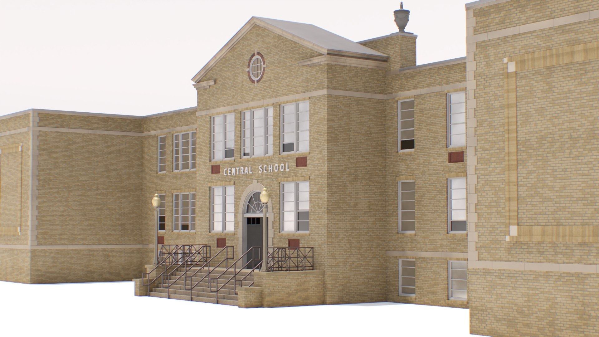 Historic Brick School Building 3D - TurboSquid 2396071