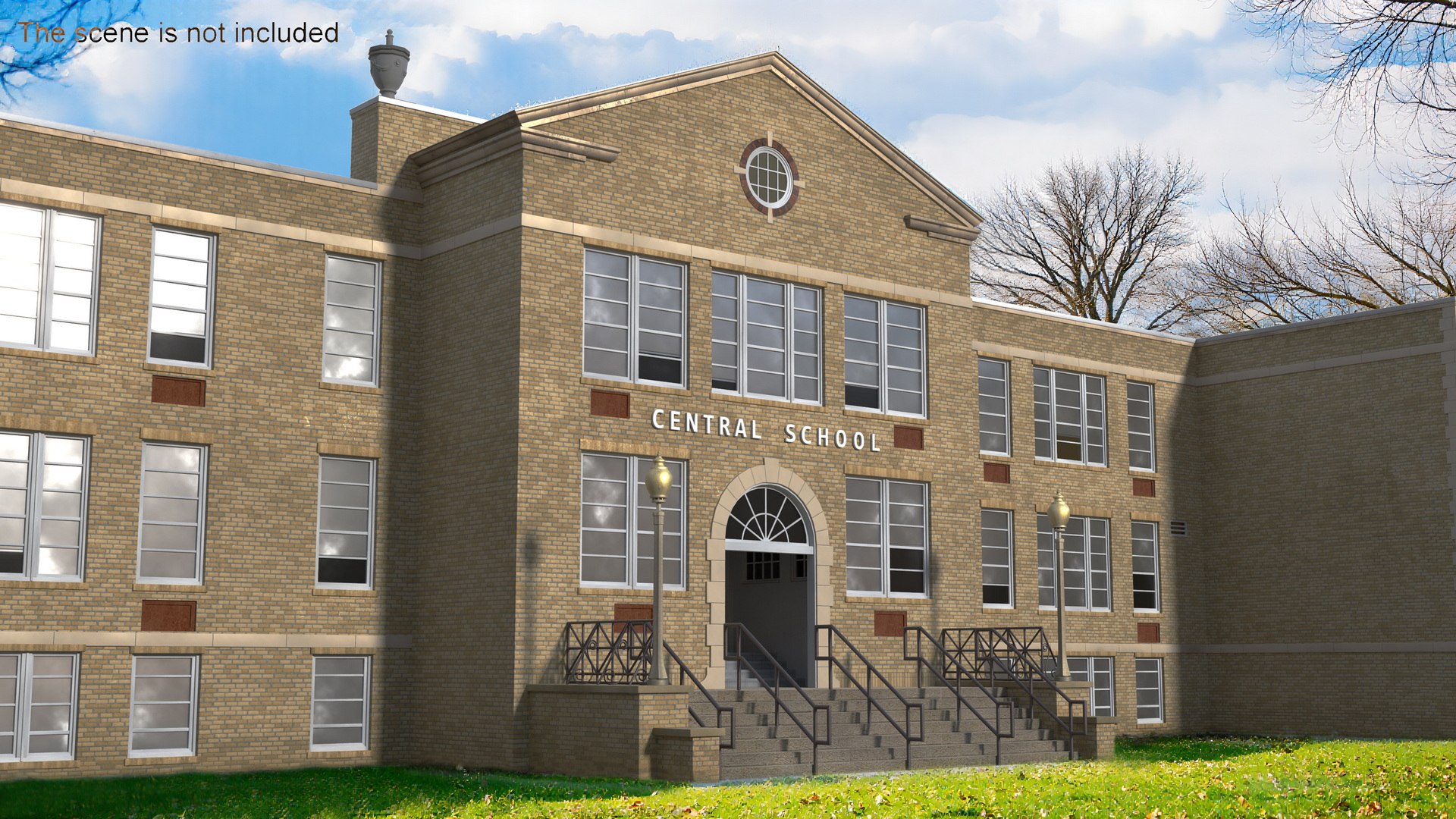 Historic Brick School Building 3D - TurboSquid 2396071