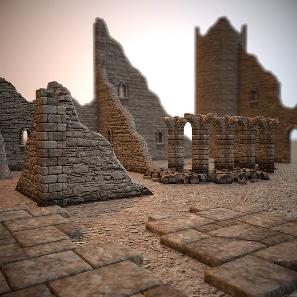3d modular castle ruins