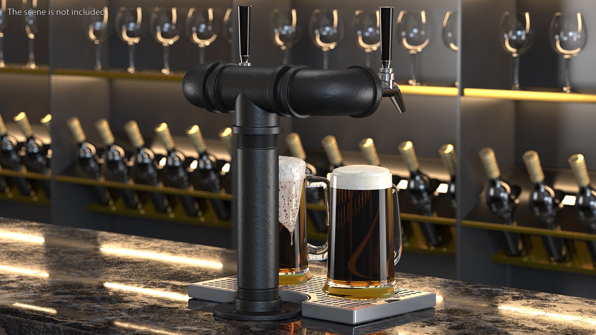 3D Black Iron Pipe Beer Tower - TurboSquid 1681709