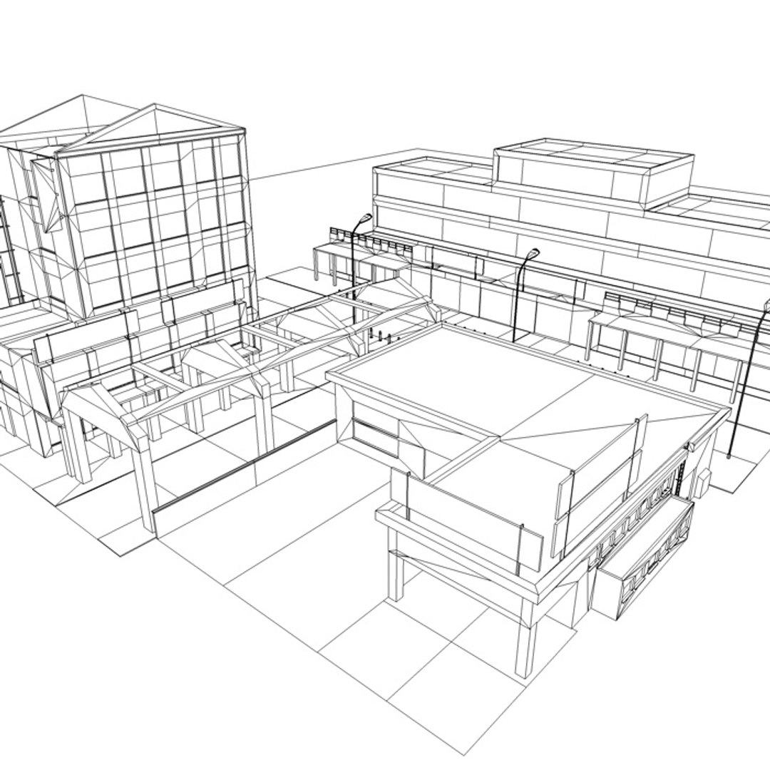 Small Factory Scene 3d Model