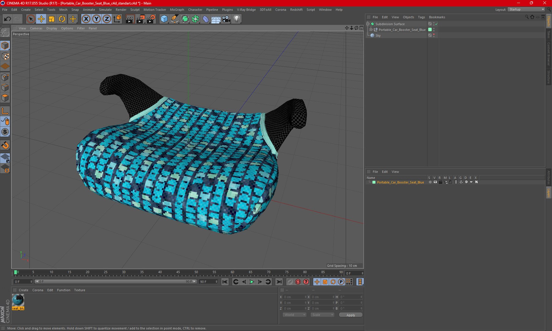 Portable Car Booster Seat Blue 3D Model - TurboSquid 2147285