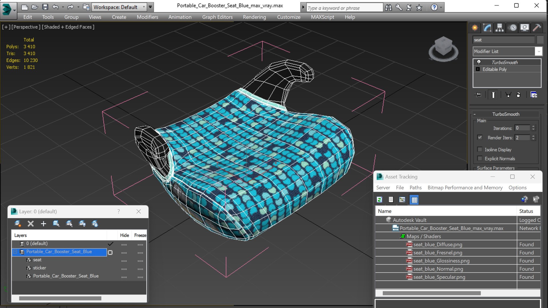 Portable Car Booster Seat Blue 3D Model - TurboSquid 2147285