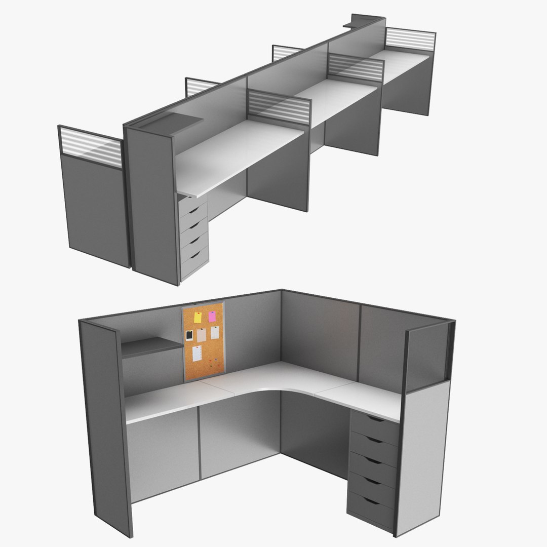 Real office cubicles 3D model - TurboSquid 1540610