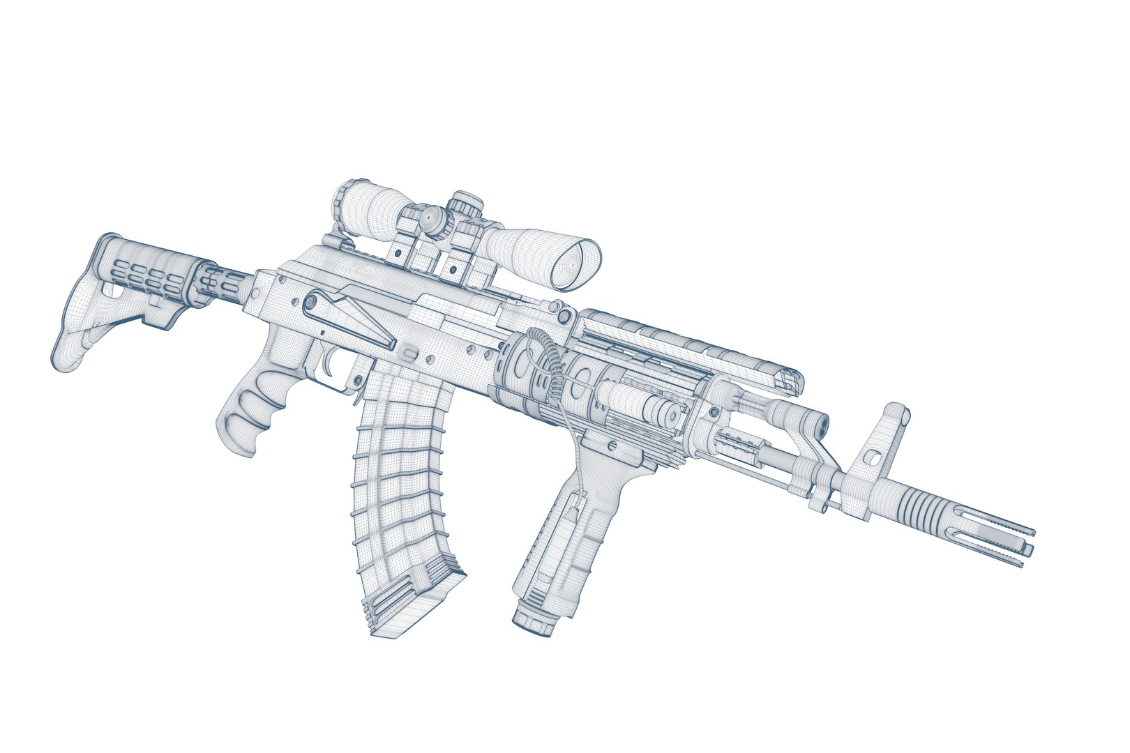 Ak 47 Drawing 3d High Fidelity Low Poly Ak 47 Akm Variant 3D Model In