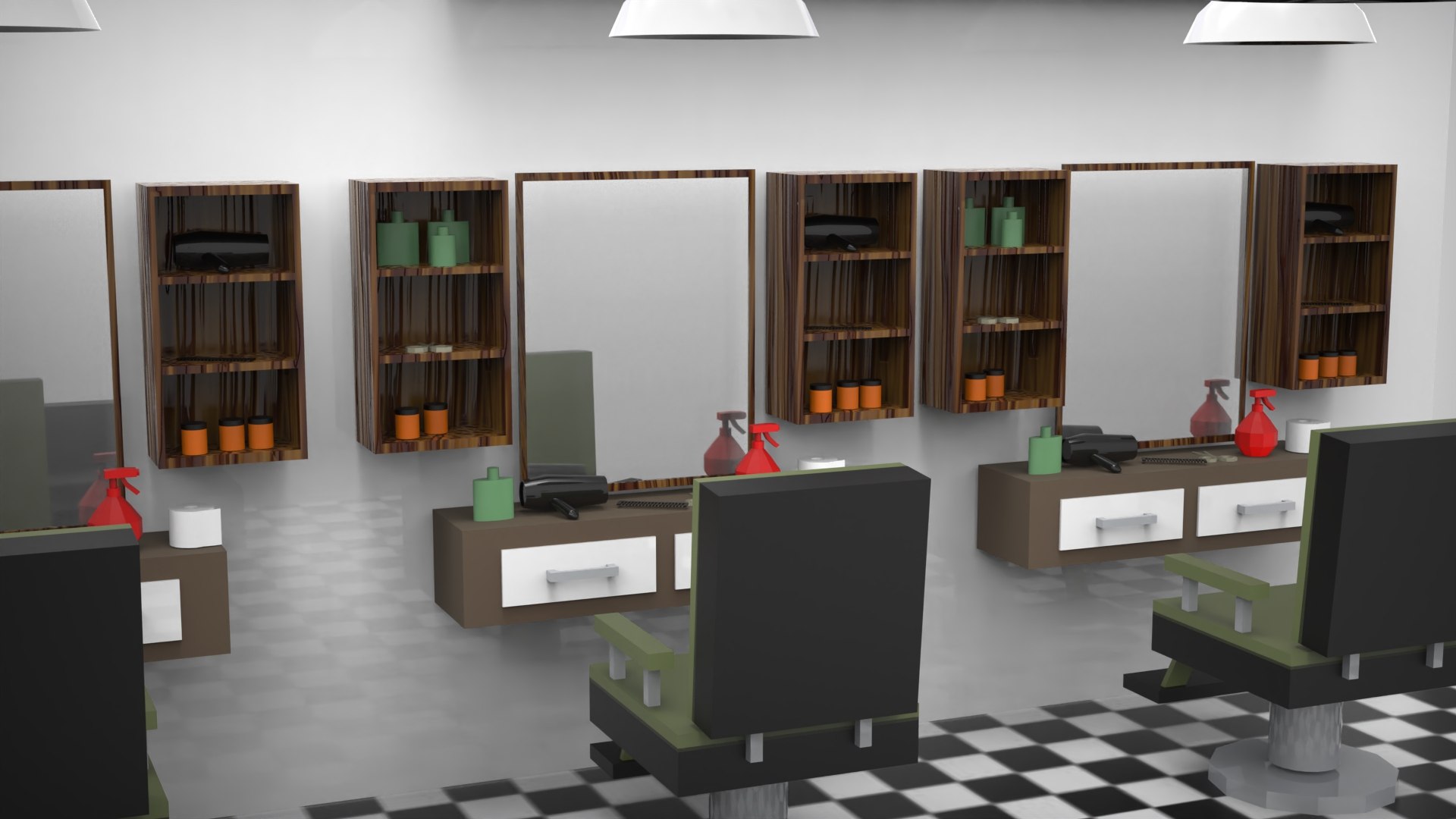 Barber Shop - Lowpoly 3D Model - TurboSquid 2223365