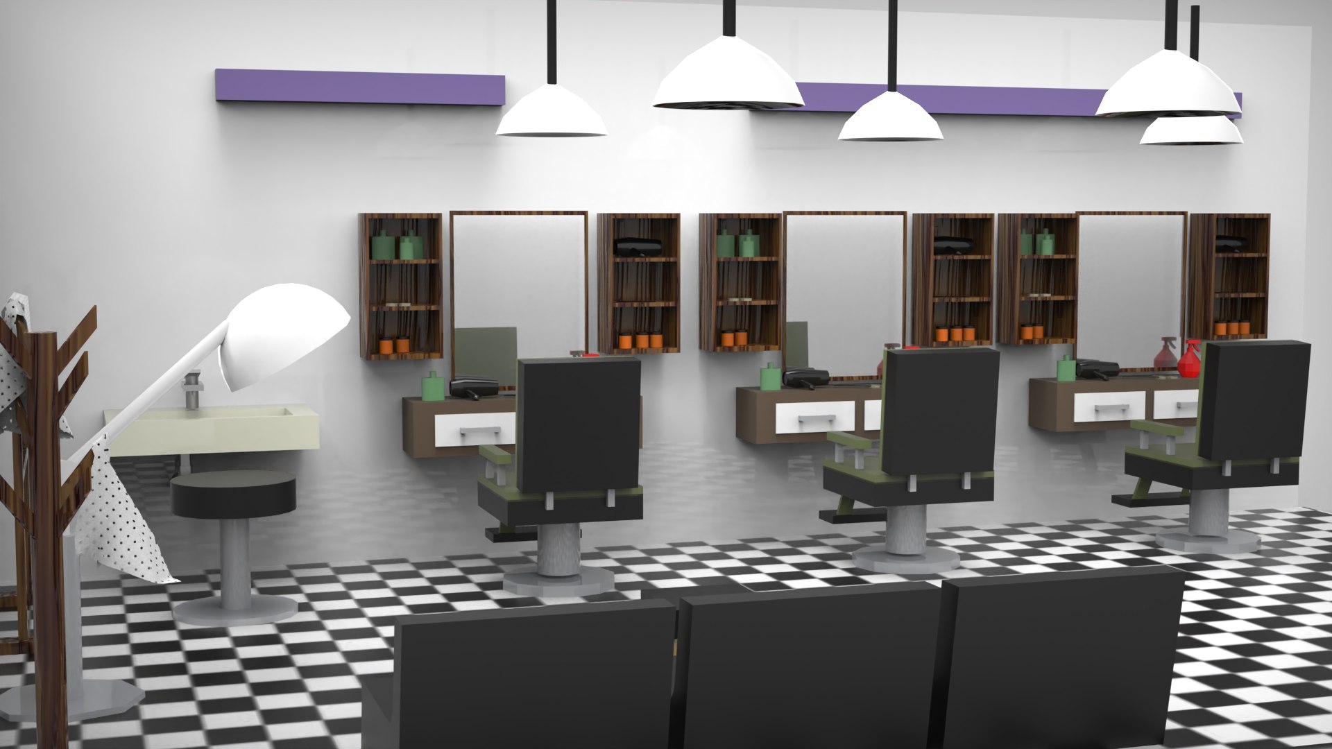 Barber Shop - Lowpoly 3D Model - TurboSquid 2223365