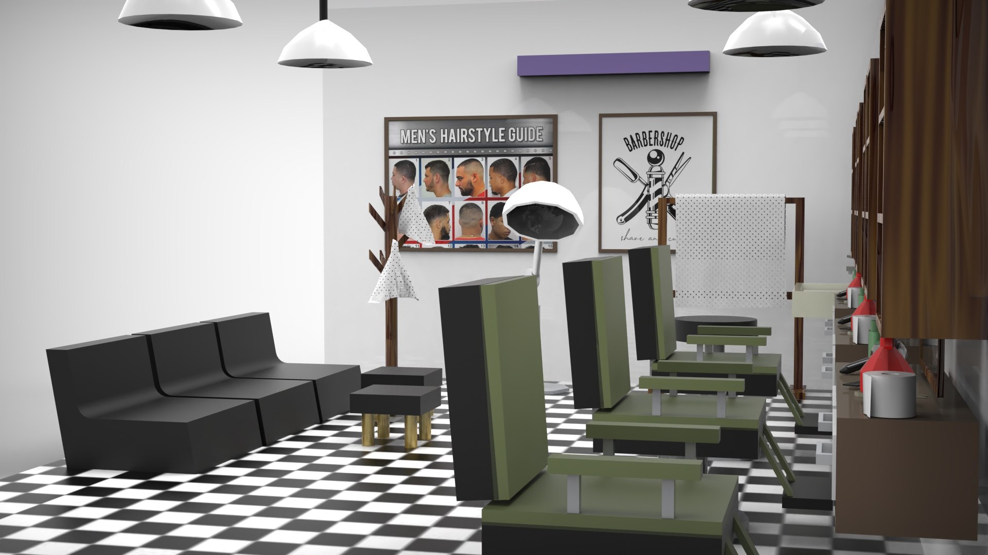 Barber Shop - Lowpoly 3D Model - TurboSquid 2223365