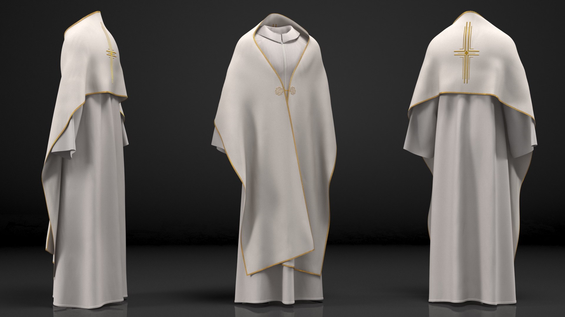 3D model Humeral Veil Vestment with Gold Cross Embroidery - TurboSquid ...