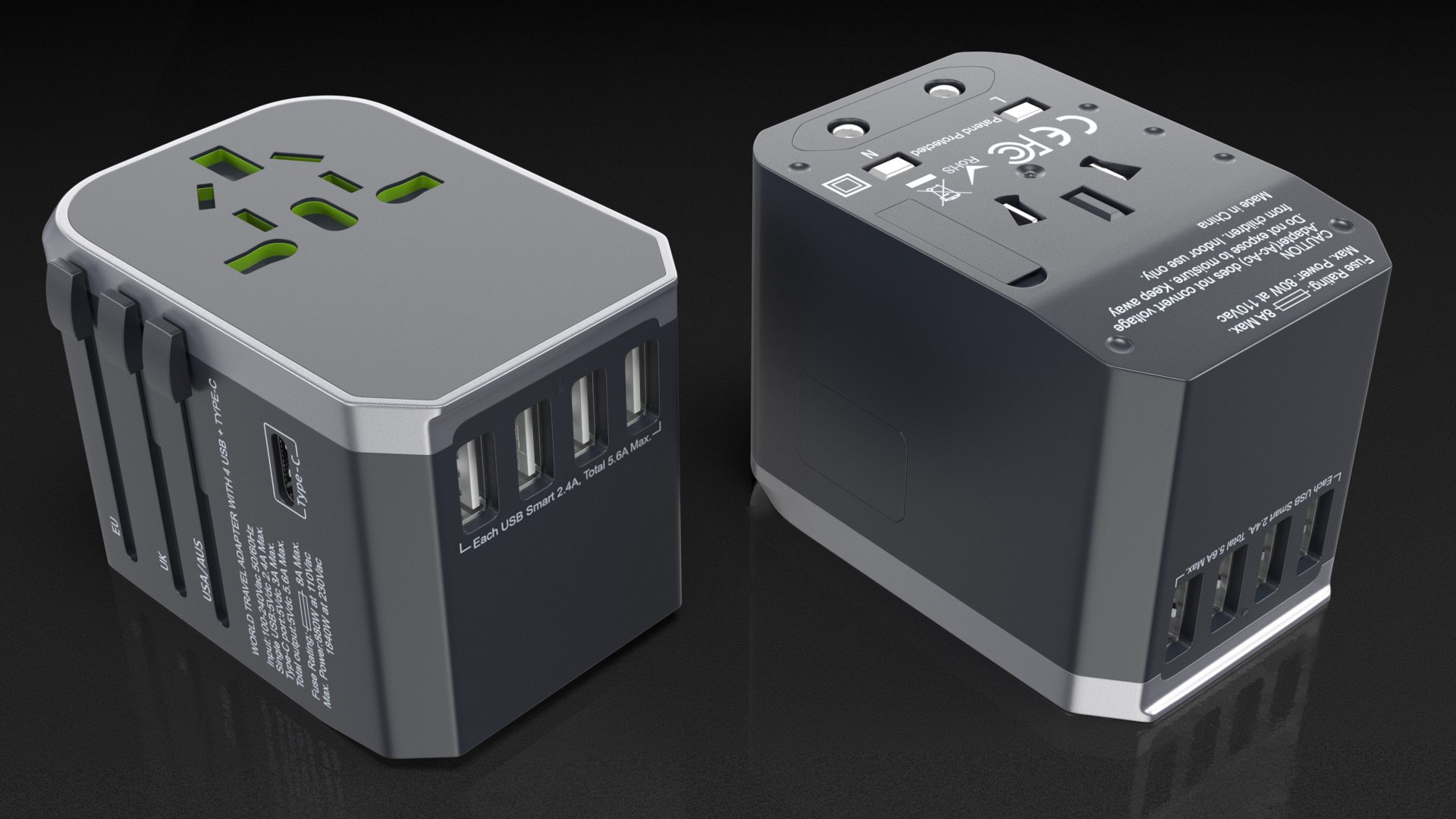 3D International Plug Adapter With USB Model - TurboSquid 1870663