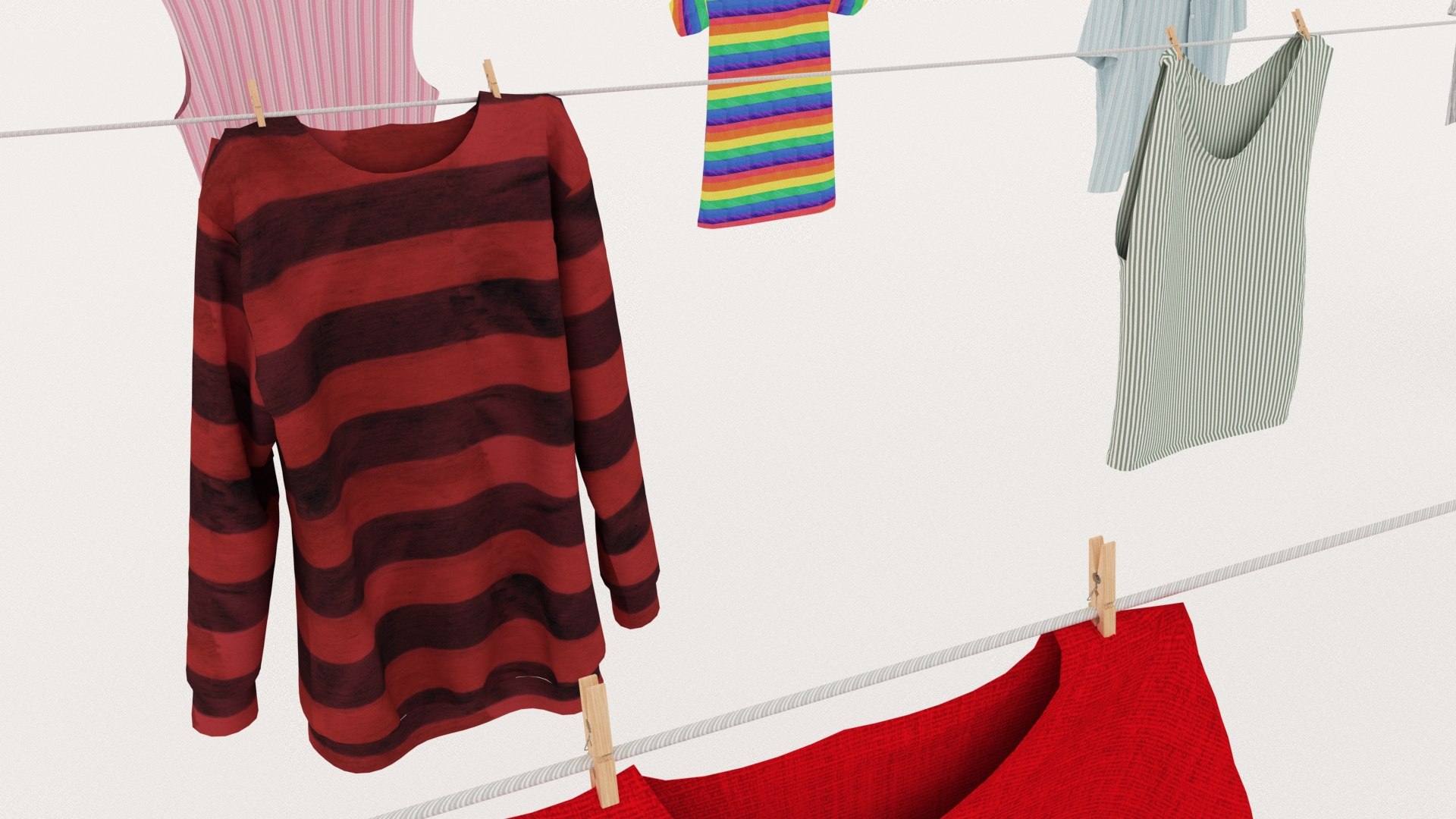 Textured Hanged Clothes Line 3D Model - TurboSquid 1742830