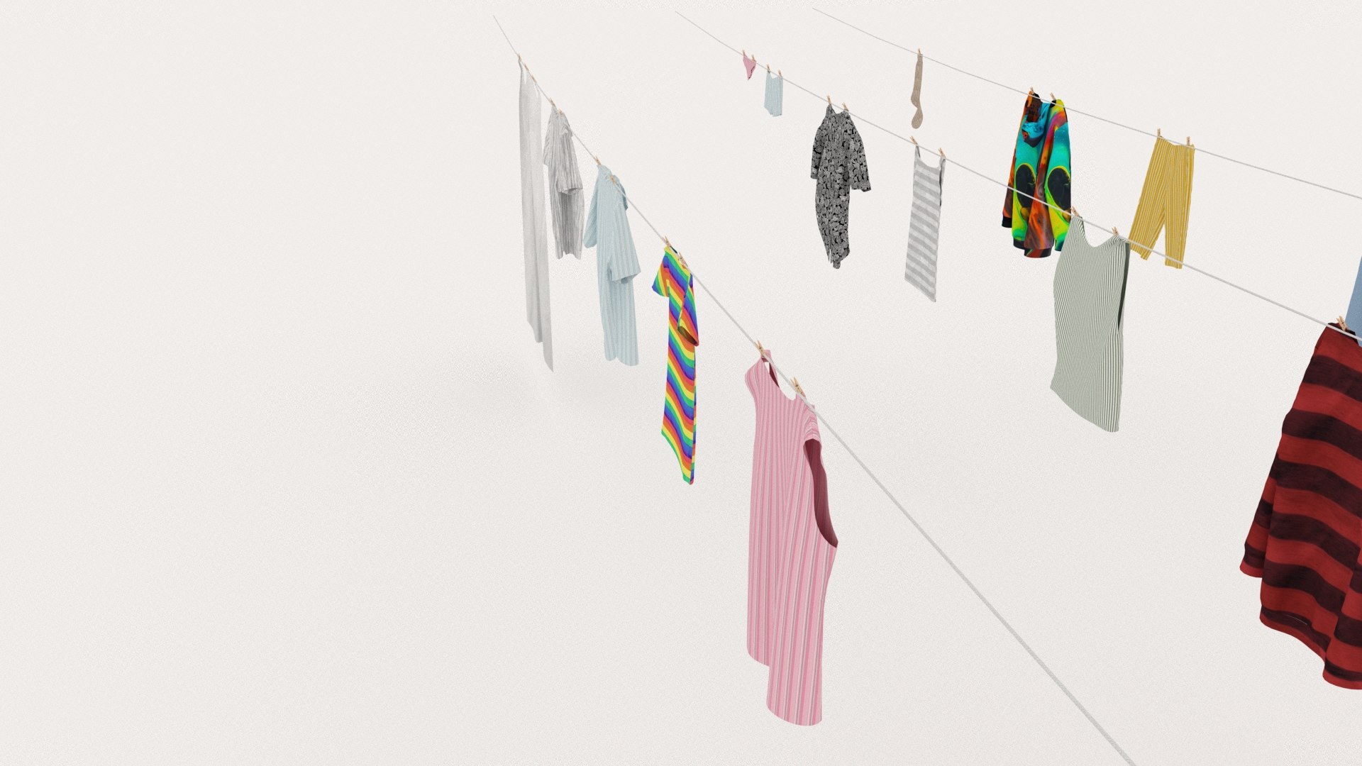 Textured Hanged Clothes Line 3D Model - TurboSquid 1742830