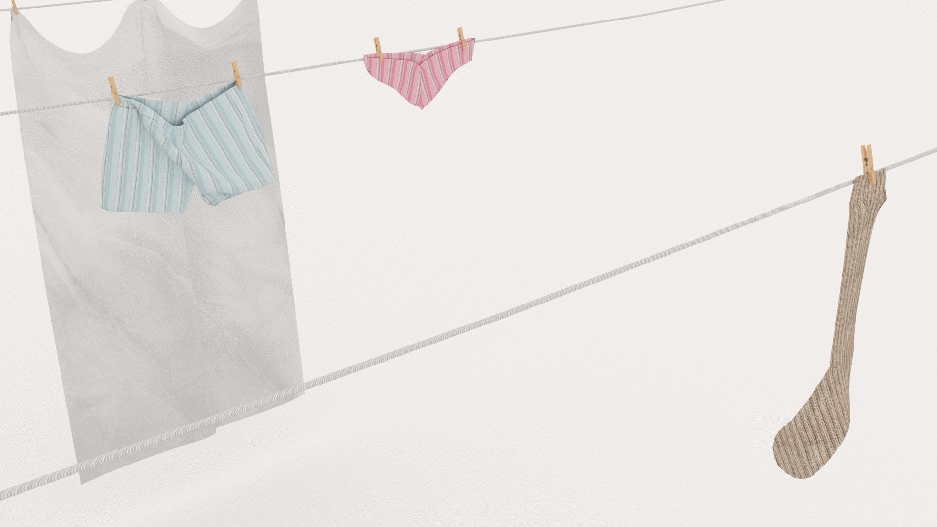 Textured Hanged Clothes Line 3D Model - TurboSquid 1742830