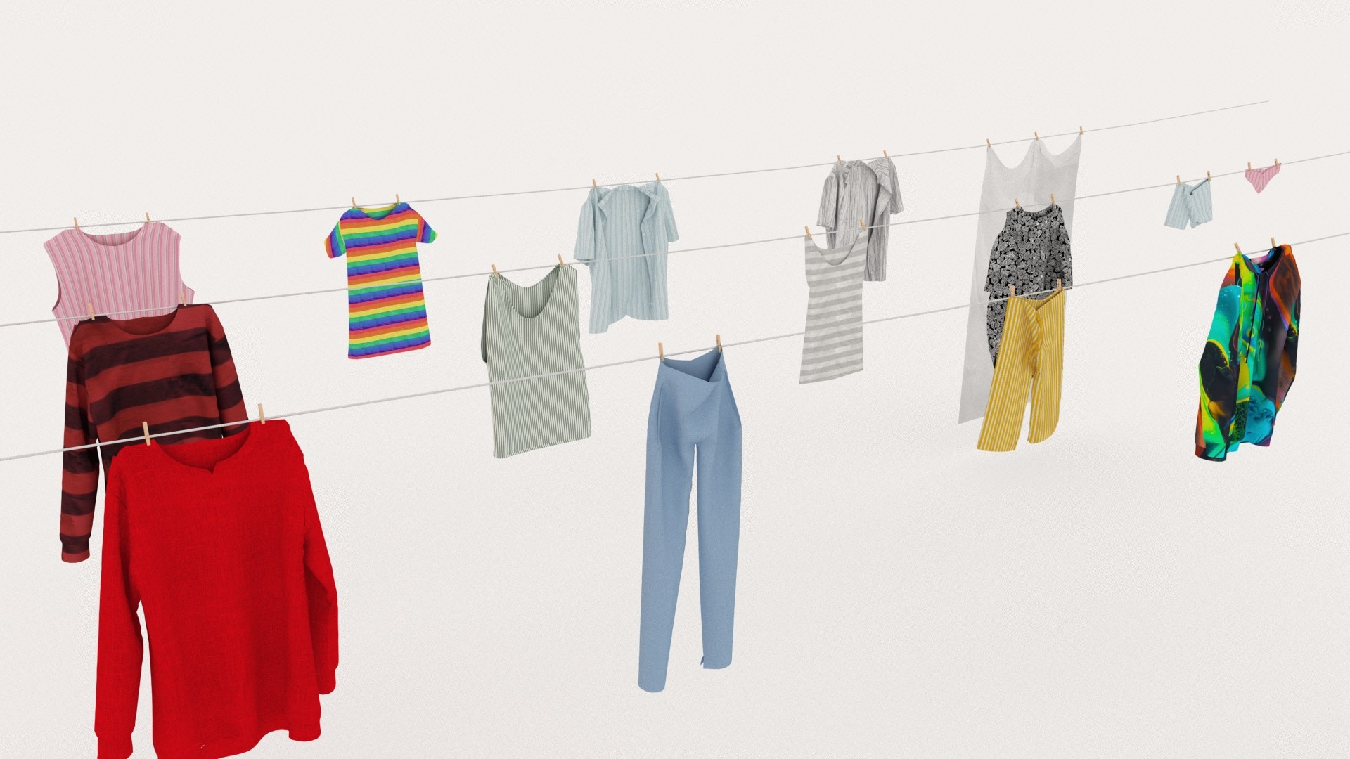 Textured Hanged Clothes Line 3D Model - TurboSquid 1742830