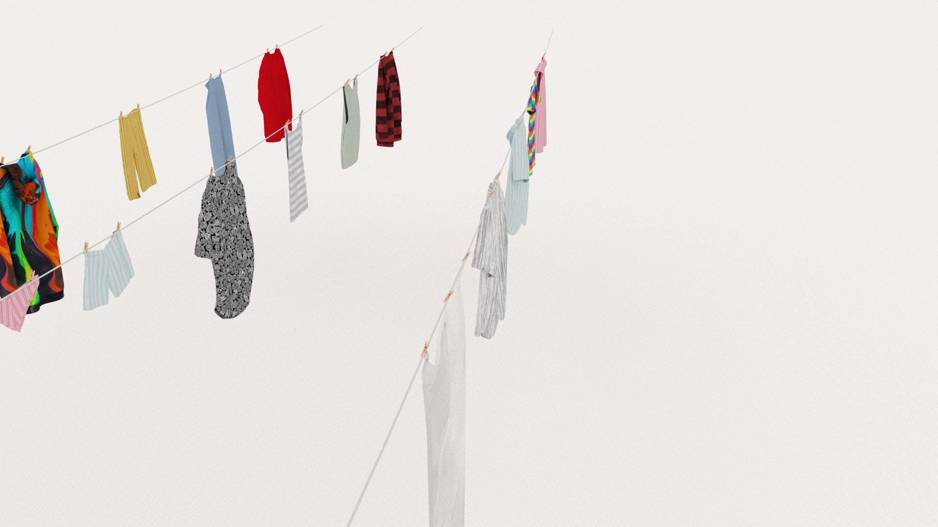 Textured Hanged Clothes Line 3D Model - TurboSquid 1742830