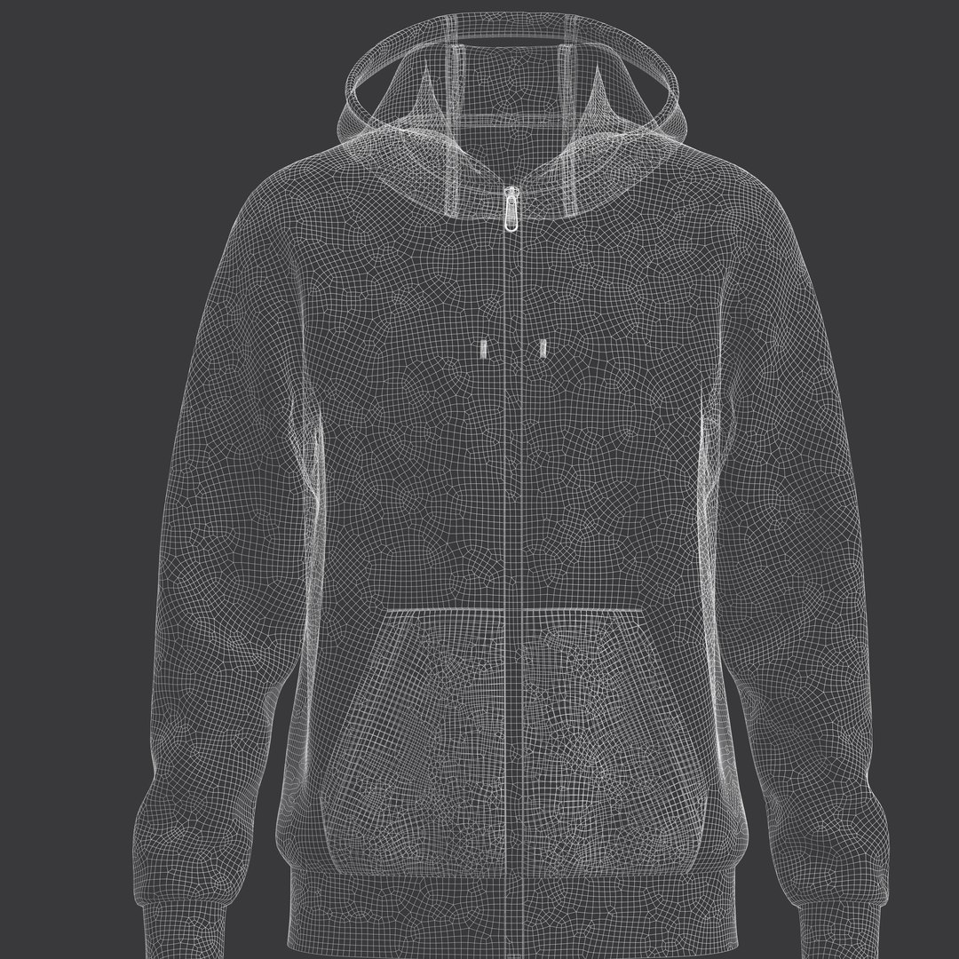 3D Mens Front Zip Hoodie 3d Model - TurboSquid 2206636