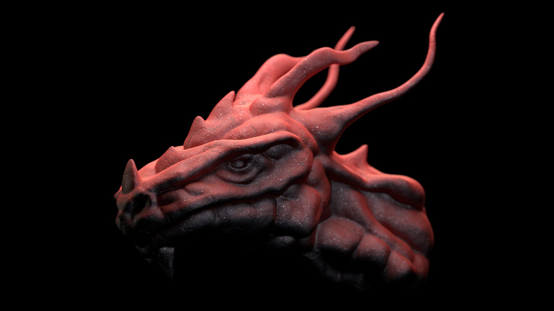 Dragon Head Sculpted 3d Obj