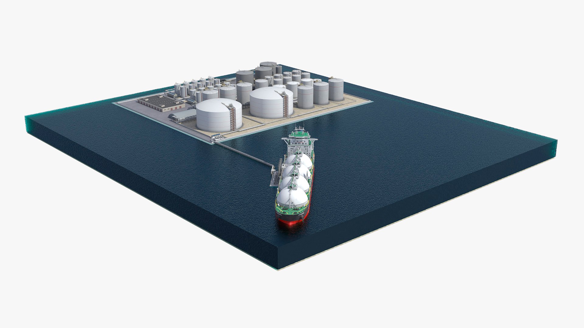 3D LNG Export Terminal With Gas Carrier Ship - TurboSquid 2310363