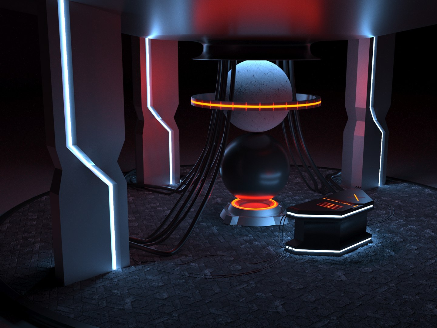 Sci-fi Cyber Interior Of Control Center 3D Model - TurboSquid 1978779