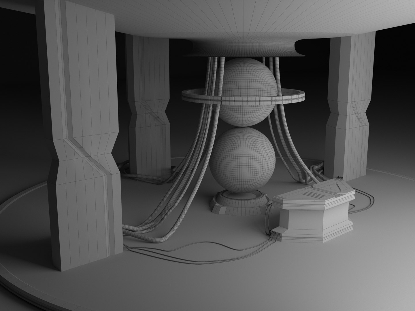 Sci-fi Cyber Interior Of Control Center 3D Model - TurboSquid 1978779