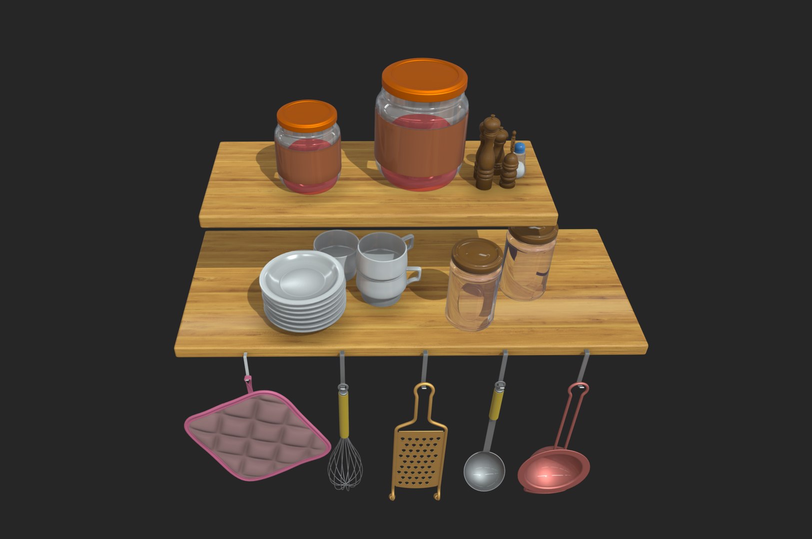 3D Kitchen Shelf Model - TurboSquid 1897038