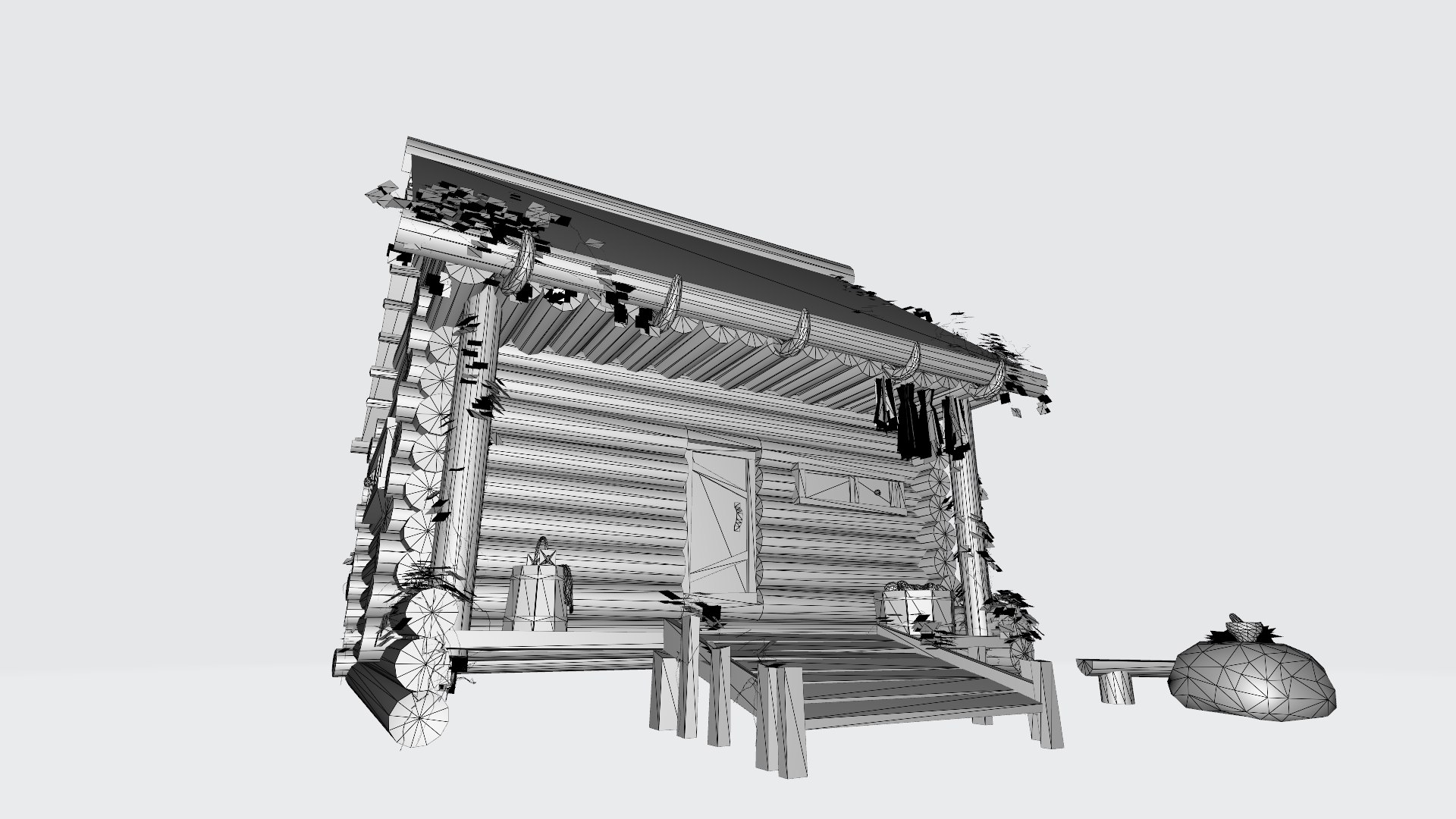 3D Log Cabin - Slavic Hut PBR - TurboSquid 1985456